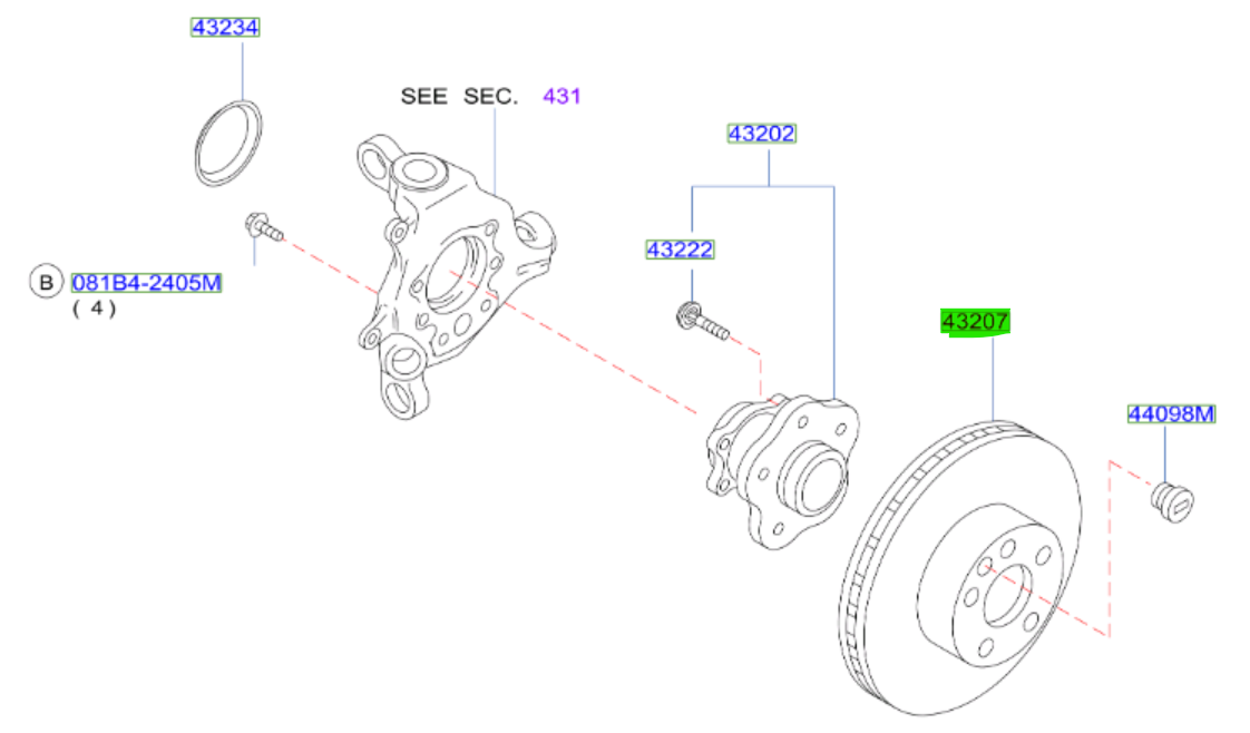ROTOR - DISC BRAKE, REAR AXLE Nissan Altima 2013 - 2015