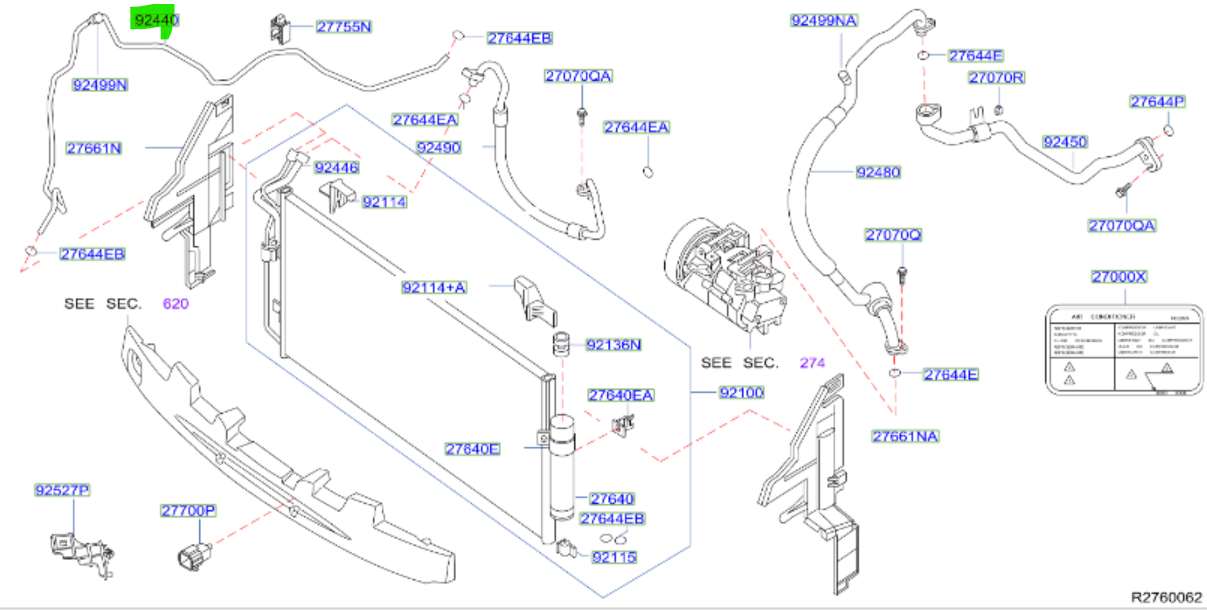 PIPE ASSY - FRONT COOLER, HIGH Nissan Altima 2016 - 2018