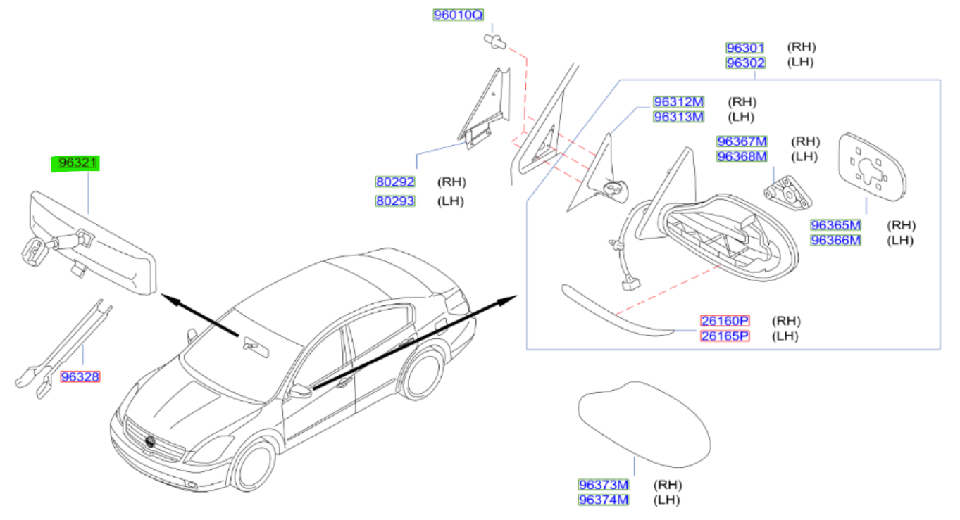 MIRROR ASSY - INSIDE Nissan Altima 2016 - 2018