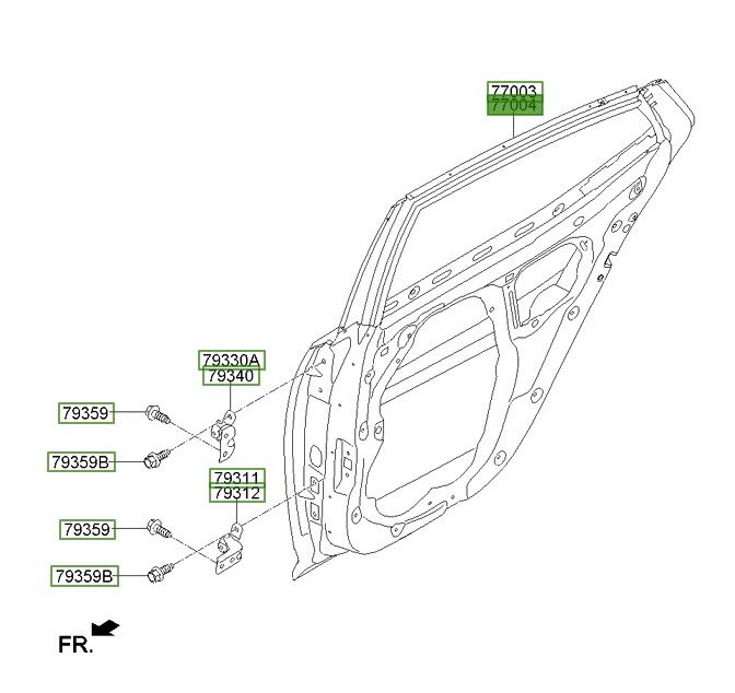 PANEL ASSY - REAR DOOR, RH Kia Optima 2011 - 2015 770042T000