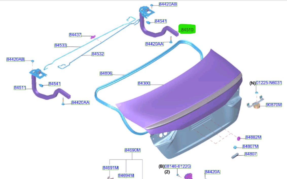 HINGE ASSY - TRUNK LID, RH Nissan Altima 2019 - 2022