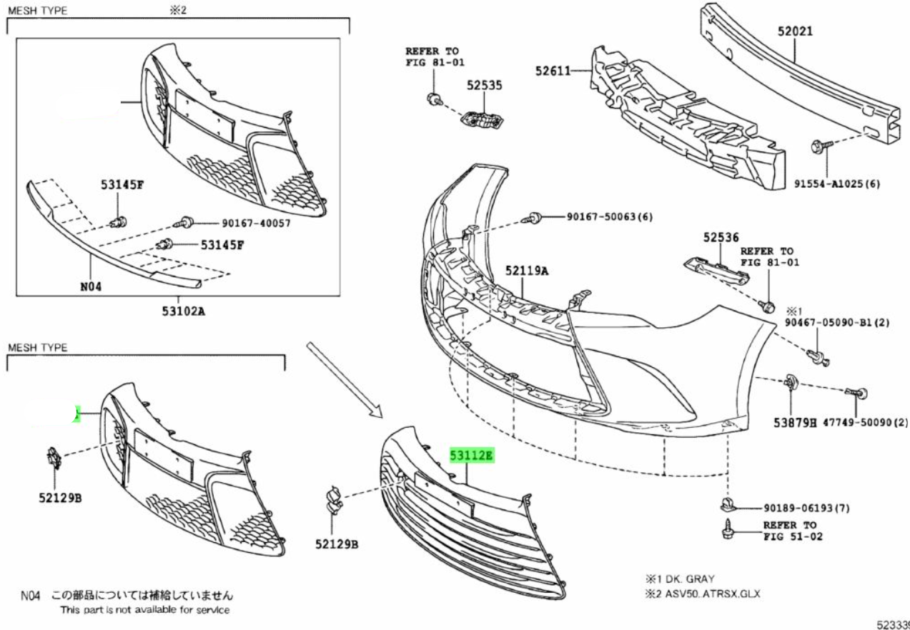 GRILLE RADIATOR LOWER NO.1 Toyota Camry 2016 - 2017 GRILLE RADIATOR ...