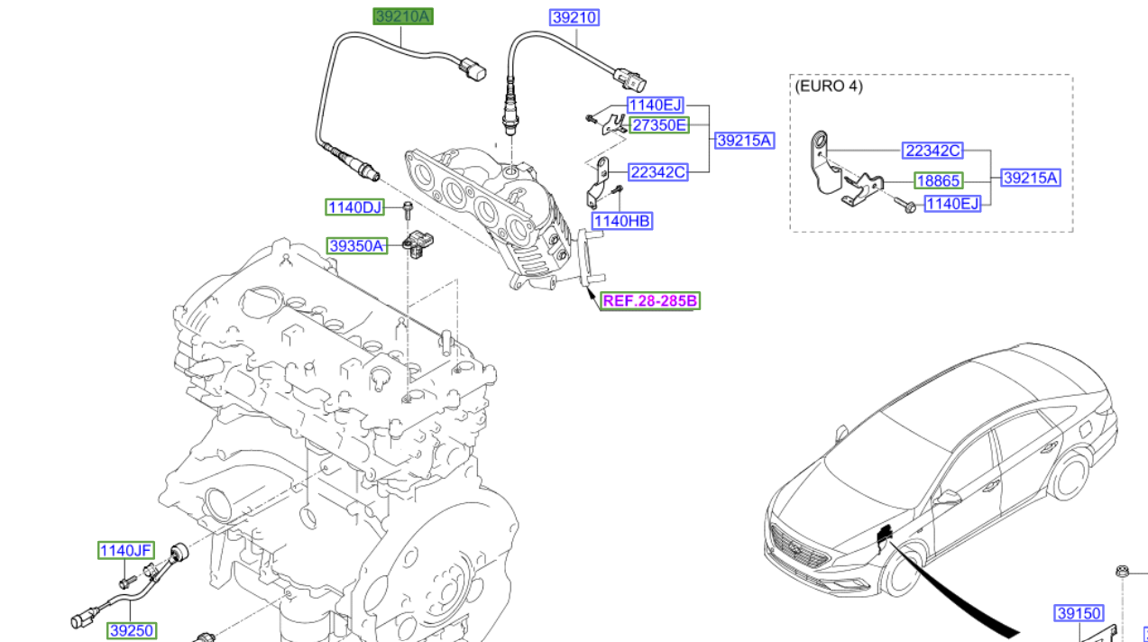 Oxygen Sensor Hyundai Sonata 2017 - 2019 392102E421