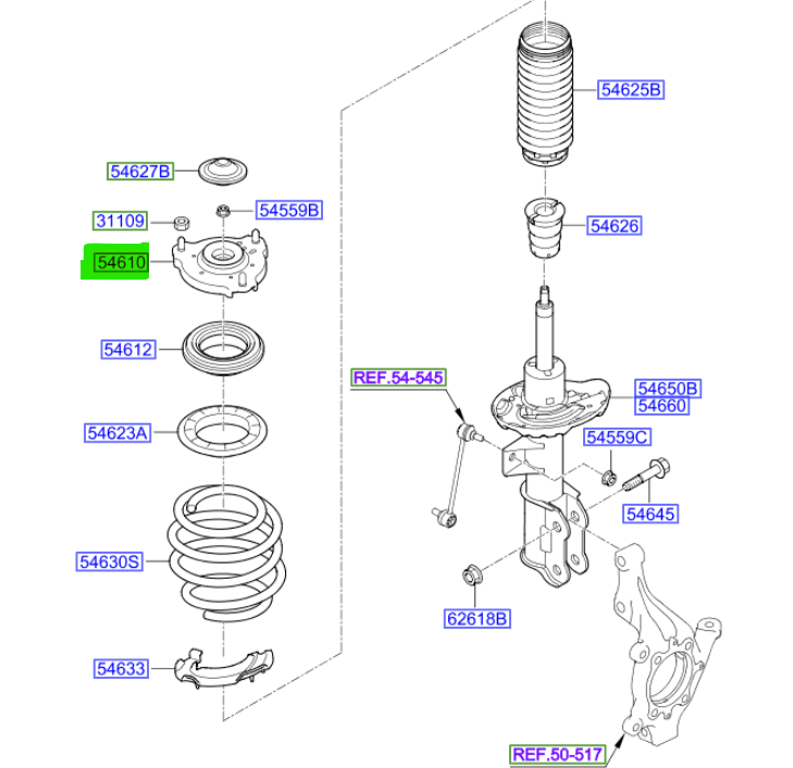 Front Shock Absorber Mounting Kia Cadenza 2016 - 2019 54610F6000