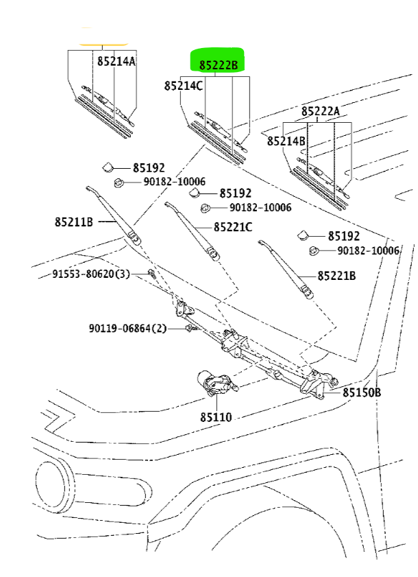 BLADE, FR WIPER Toyota FJ 2007 - 2023 8521235091
