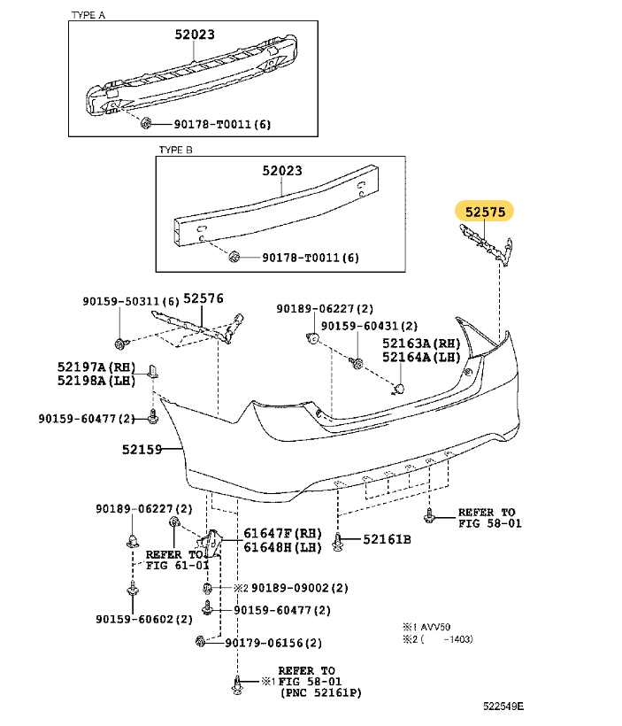 SUPPORT REAR BUMPER SIDE NO.2 RH Toyota Camry 2016 - 2017 5257506150