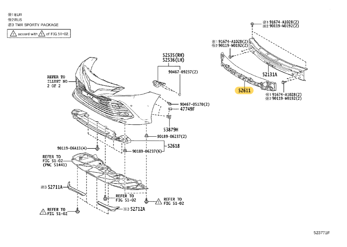 ABSORBER FRONT BUMPER ENERGY Toyota Camry 2018 - 2022 5261133300
