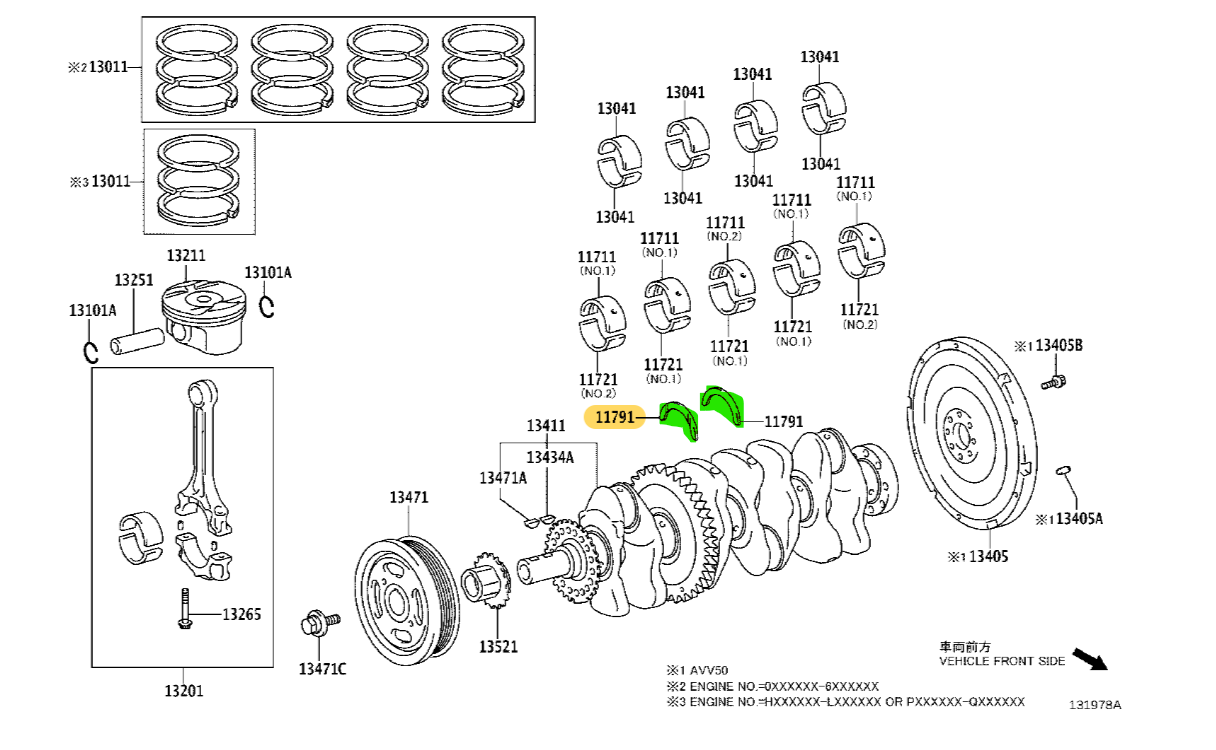 WASHER, CRANKSHAFT THRUST, UPPER Toyota Camry 2012 - 2017 1179136010