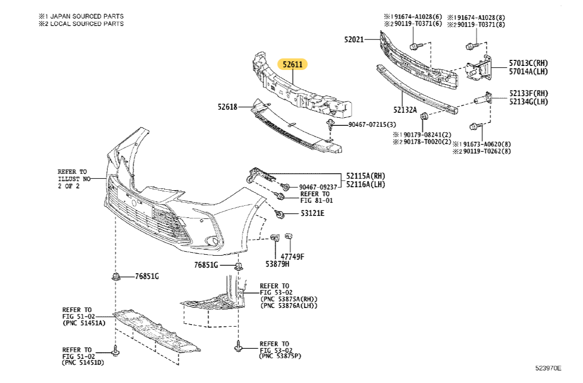 Absorber, Front Bumper Energy Toyota Corolla 2020 - 2022 5261102570