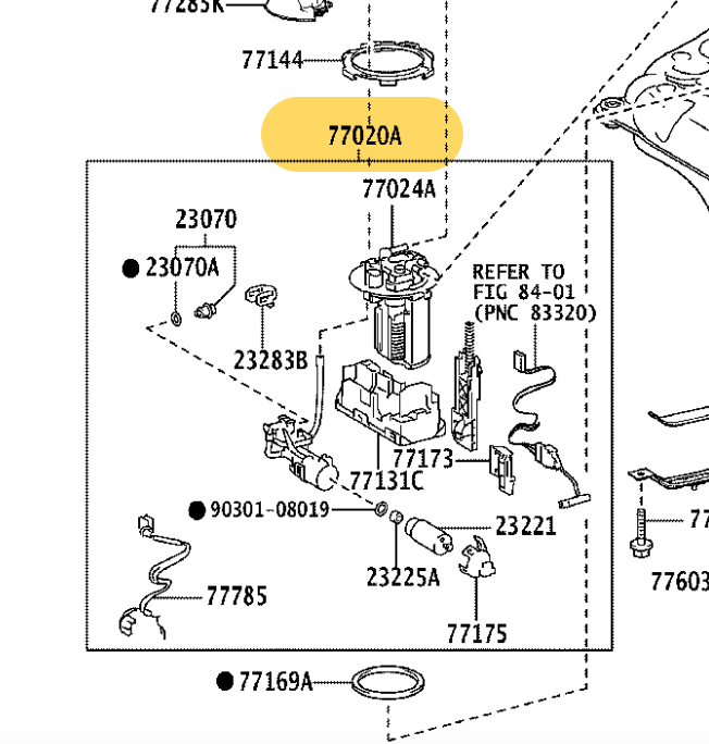 Tube Assy, Fuel Suction W/Pump & Gage Toyota Corolla 2020 - 2022 7702002A90