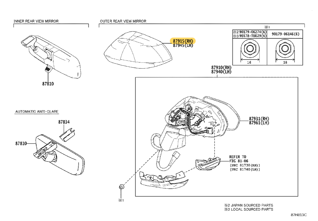 Cover, Outer Mirror, Rh Toyota Corolla 2020 - 2022 8791502937