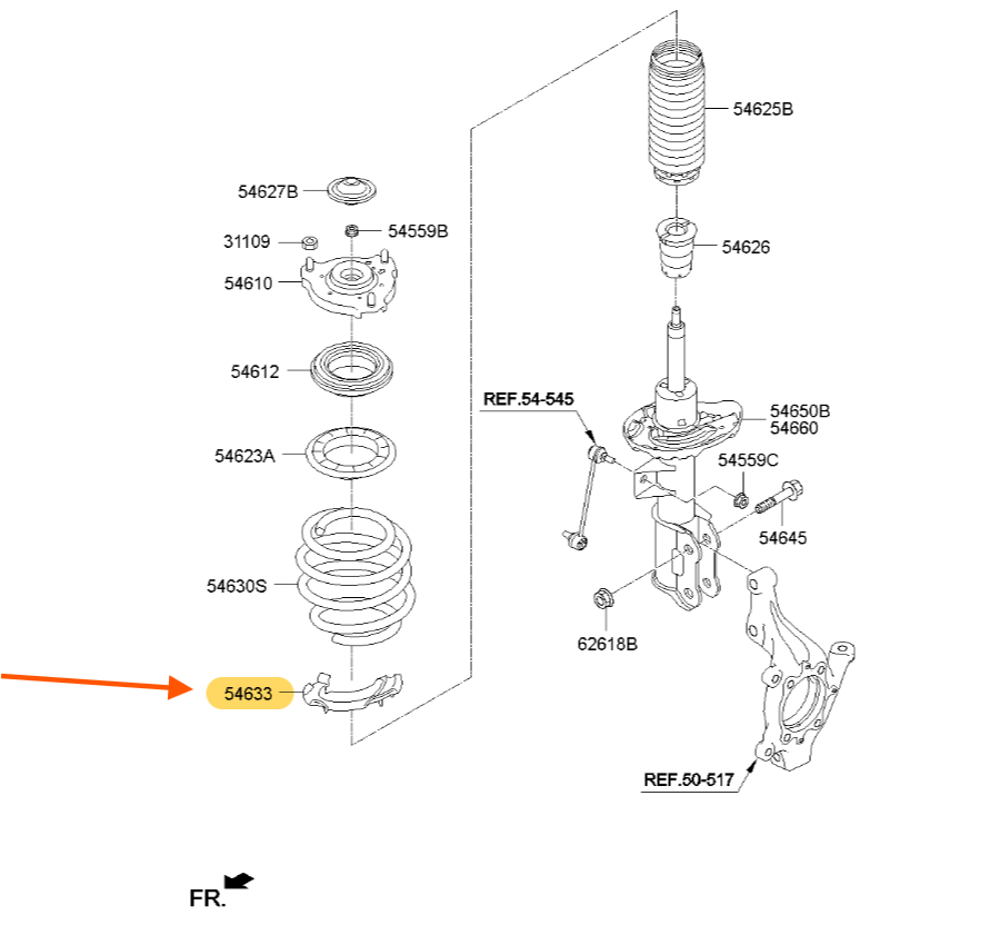 Pad-Front Spring,Lwr Hyundai Sonata 2015 - 2019 54633C1000