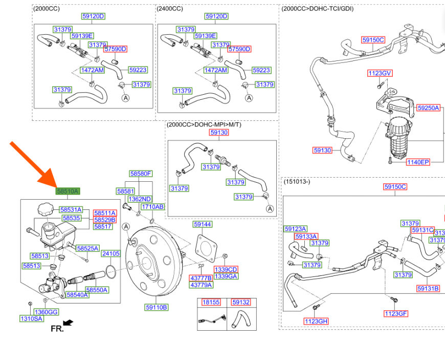 Cylinder Assy-Brake Master Hyundai Sonata 2015 - 2017 58510C1000
