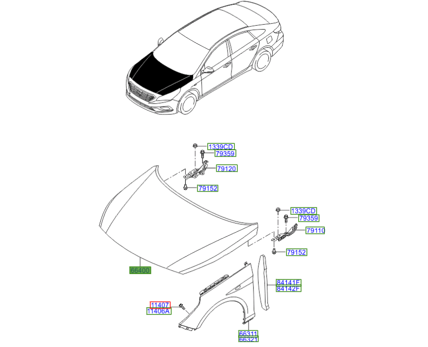 Panel Assy-Hood Hyundai Sonata 2015 - 2017 66400-C1000-T