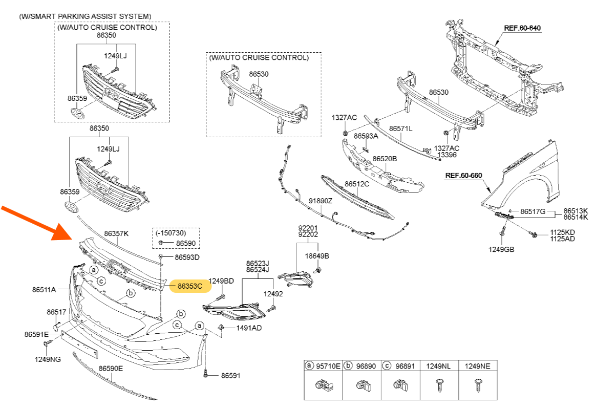 Cover-Radiator Grille Upr Hyundai Sonata 2015 - 2017 86361-C1000-T