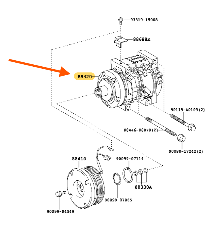 COMPRESSOR ASSY, COOLER Toyota Camry 1998 - 2002 883200C180-DENDO