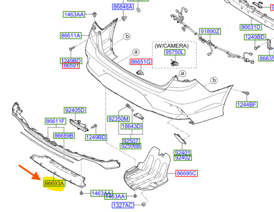 COVER - REAR BUMPER UNDER CENTER Hyundai Sonata 2018 - 2019 86697C1700