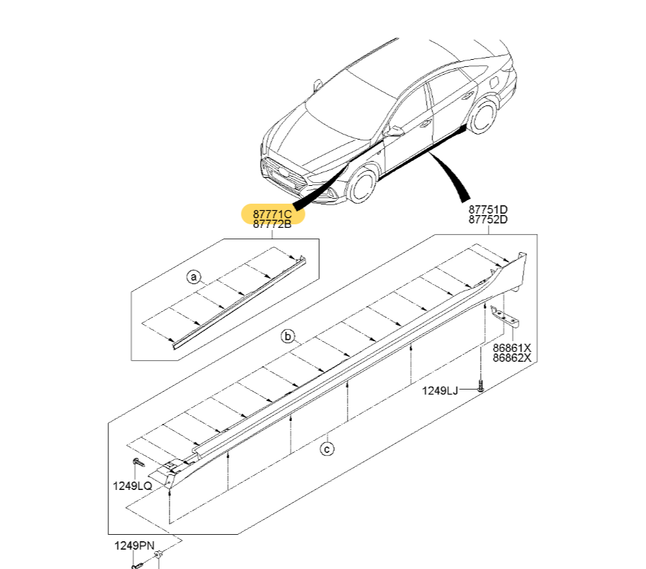 Garnish Assy-Fender Rh Hyundai Sonata 2018 - 2019 87772-C1500-T