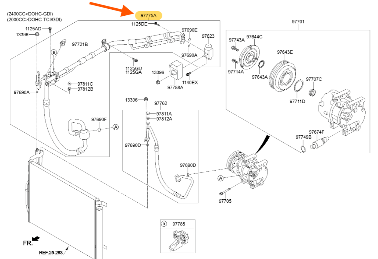 Tube Assy-Suction & Liquid Hyundai Sonata 2018 - 2019 97775-C1600-K