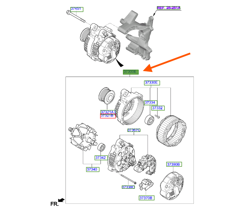 Alternator Assy Hyundai Sonata 2011 - 2015 37300-2G500-ML