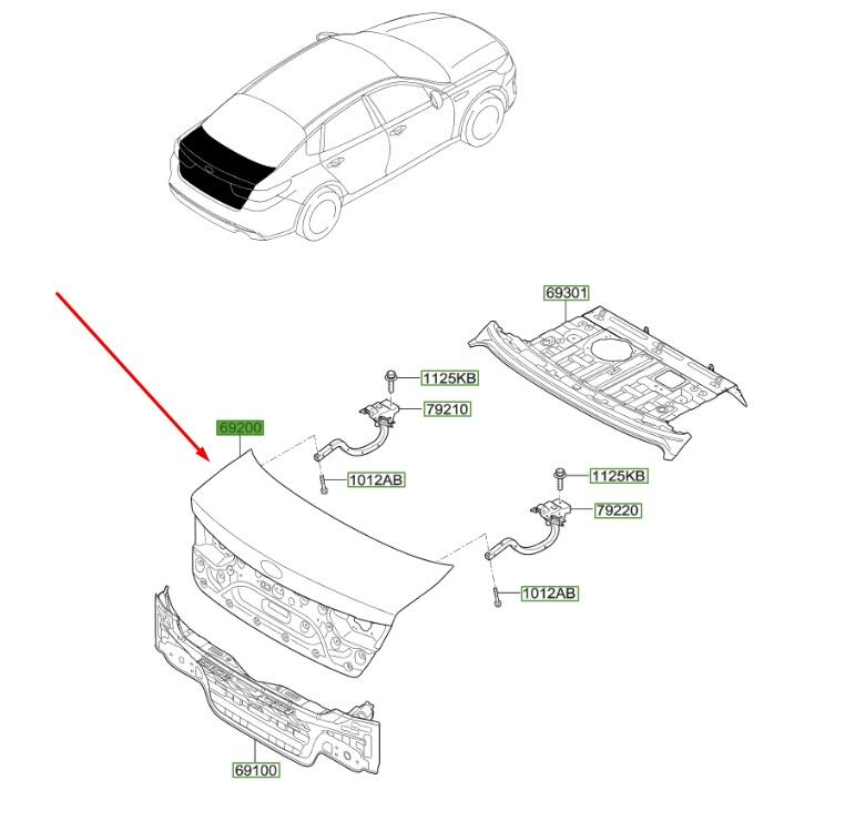 PANEL ASSY - TRUNK LID Kia Optima 2016 - 2018 69200-D4010P