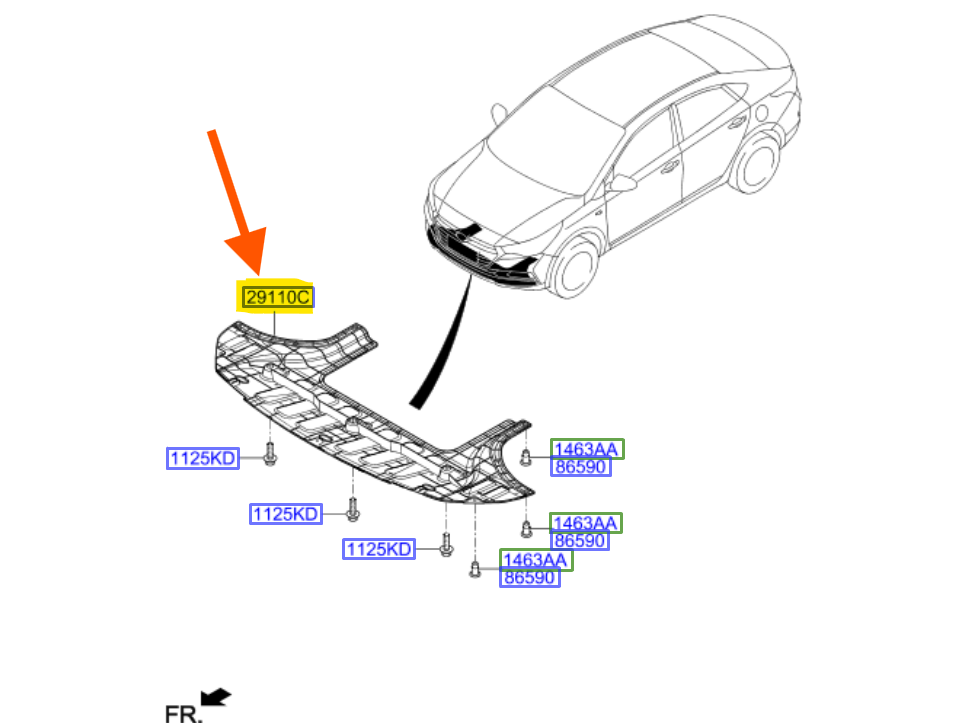Panel Assy-Under Cover HYUNDAI ACCENT 2018 - 2020 29110-H6000-T