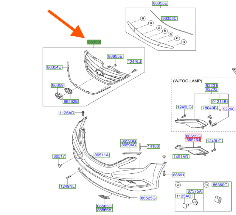 Grille Assy-Radiator Hyundai Sonata 2011 - 2015 863503S810