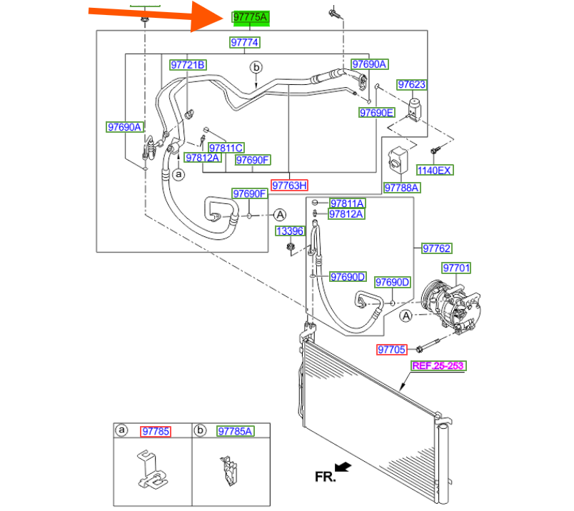Tube Assy-Suction & Liquid Hyundai Sonata 2011 - 2015 97775-3S700-HCC
