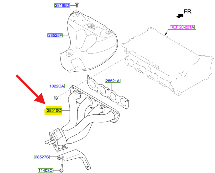 MANIFOLD ASSY - EXHAUST Hyundai Elantra 2012 - 2018 285102E000
