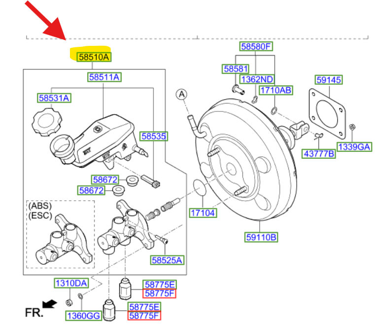 Cylinder Assy-Brake Master Hyundai Elantra 2012 - 2016 585103X020-TRIO