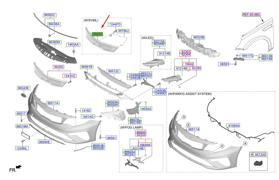 GRILLE - RADIATOR Kia Optima 2019 - 2020 86351D4510