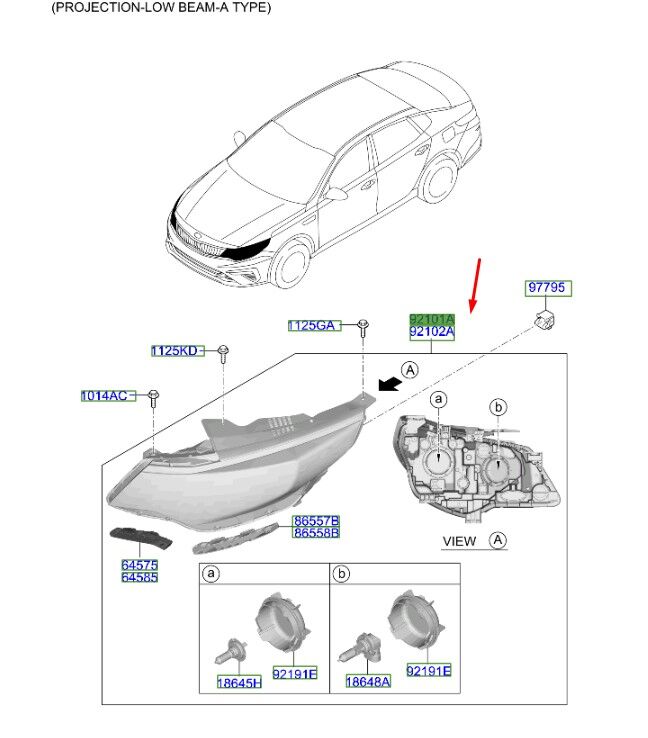 LAMP ASSY - HEAD, LH Kia Optima 2019 - 2020 92101-D4170-T