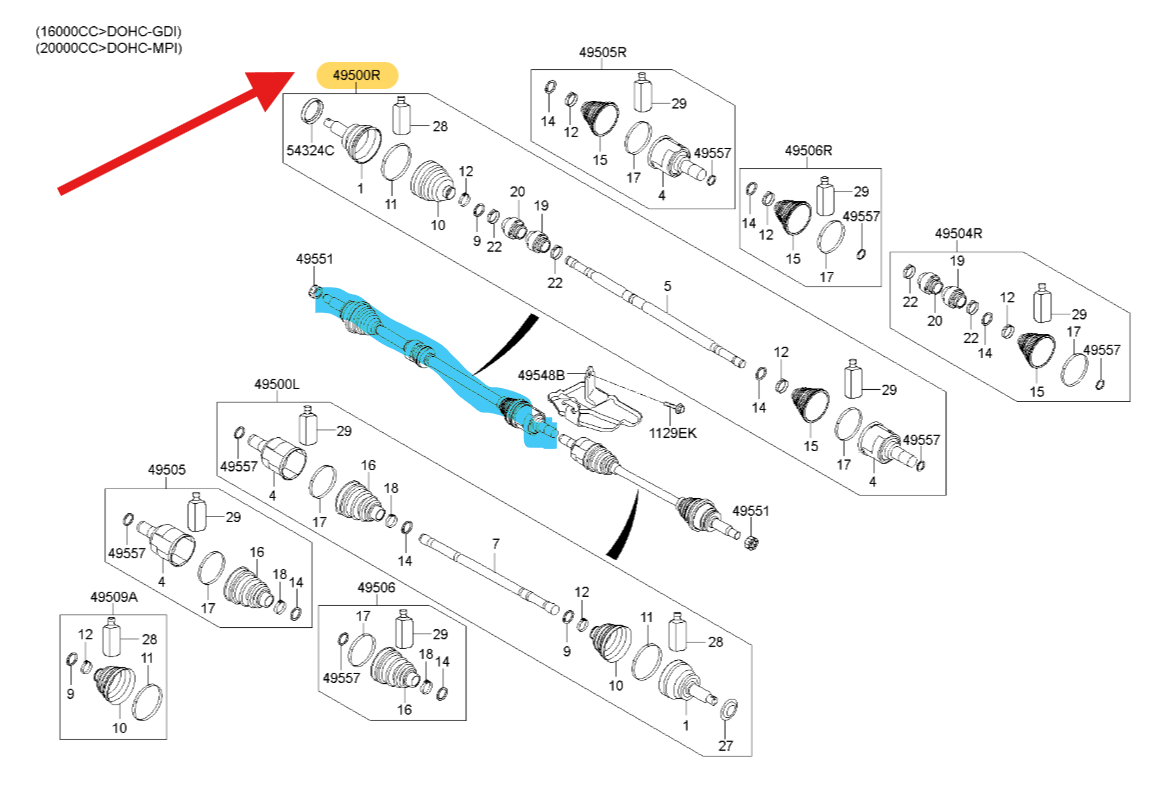 Shaft Assy-Drive,Rh Hyundai Elantra 2017 - 2018 [CLONE] 49501F2100_TRIO