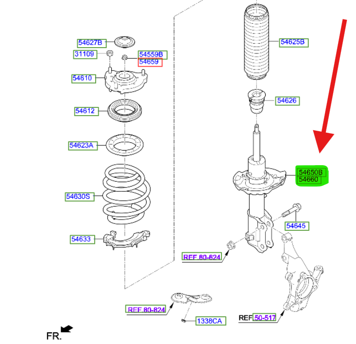 Strut Assy-Fr,Rh Hyundai Elantra 2017 - 2018 54661F2510-TRIO
