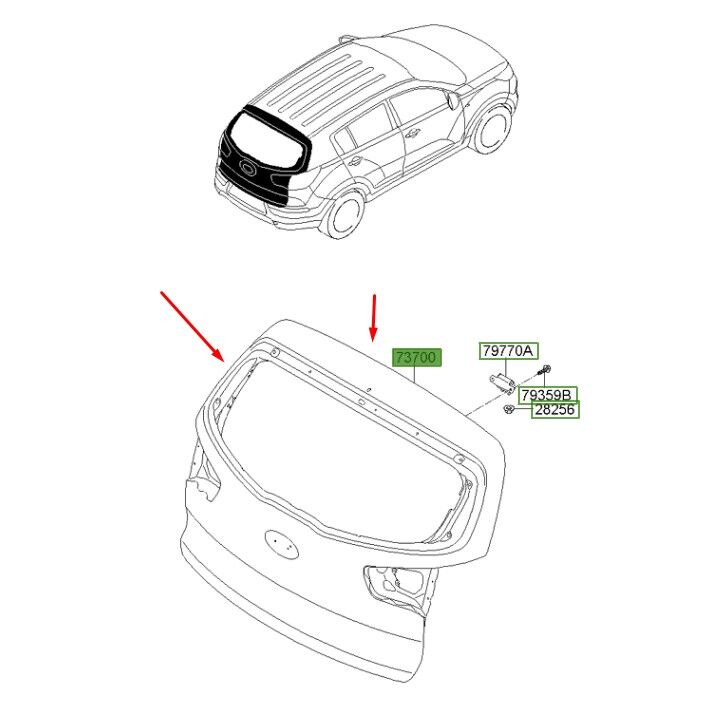 PANEL ASSY - TAILGATE Kia Sportage 2014 - 2015 737003U010