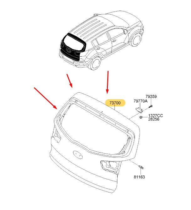 PANEL ASSY - TAILGATE Kia Sportage 2011 - 2013 737003W000