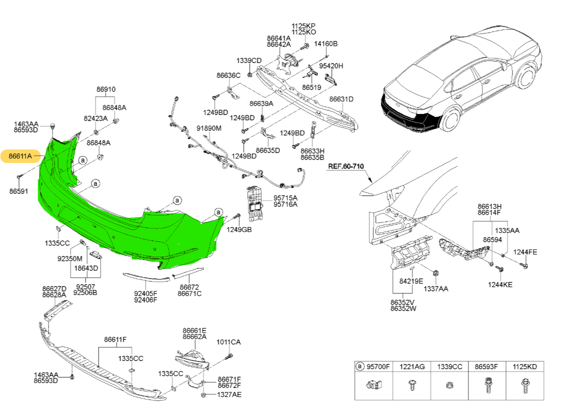 Cover-Rr Bumper Kia Cadenza 2017 - 2019 86611F6000