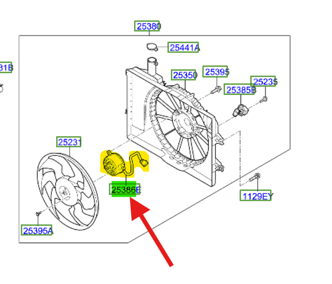 MOTOR-RADIATOR COOLING FAN Hyundai Elantra 2019 - 2020 25386M6140-HANON
