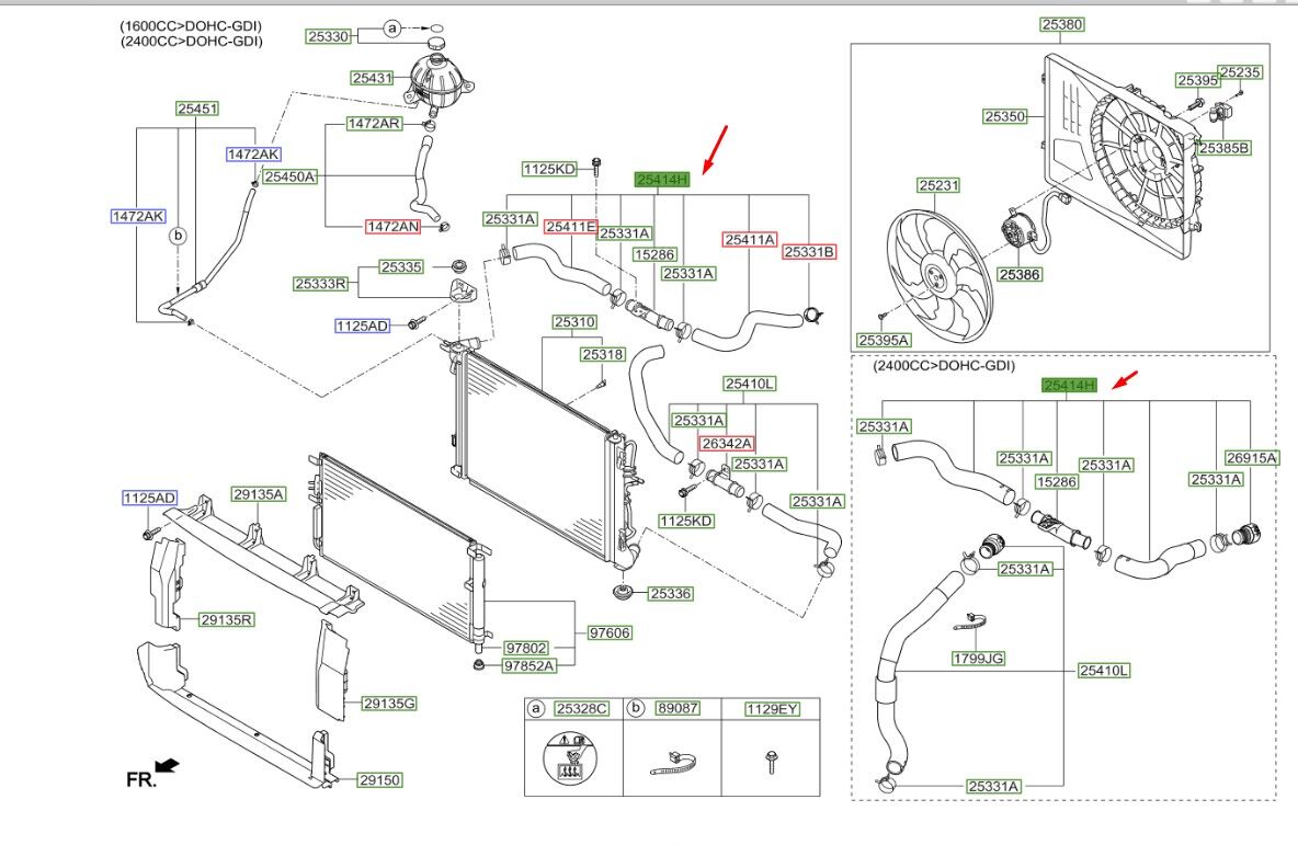 HOSE ASSY - RADIATOR, UPPER Kia Sportage 2016 - 2018 25414D7600