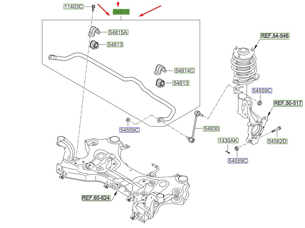عمود توازن امامي كيا سبورتاج 2016 - 2018 54810D7000