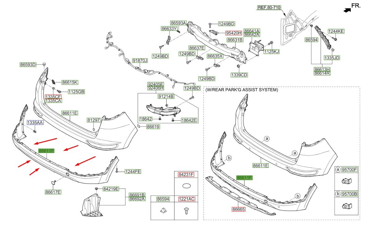 COVER - REAR BUMPER LOWER Kia Sportage 2016 - 2018 86612F1000
