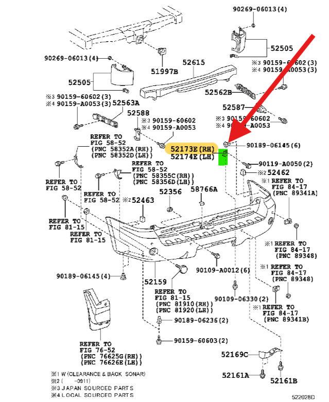Bracket, Rear Bumper Bar, Rh Toyota Sequoia 2009 - 2014 521730C080