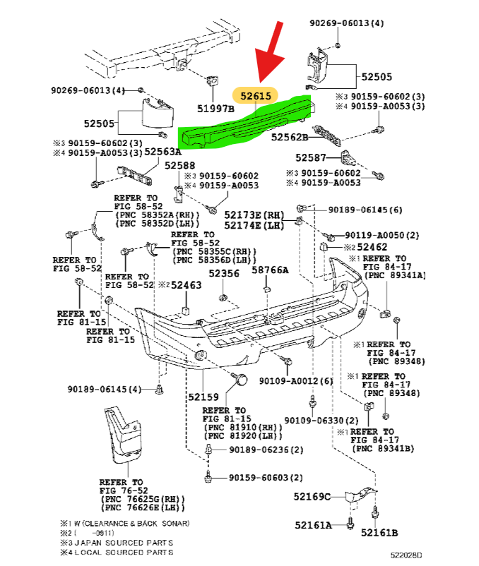 Absorber, Rear Bumper Energy Toyota Sequoia 2009 - 2014 526150C010