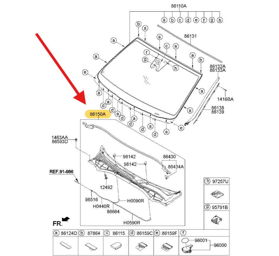Cover Assy-Cowl Top Hyundai 2018 - 2020 86150G8000