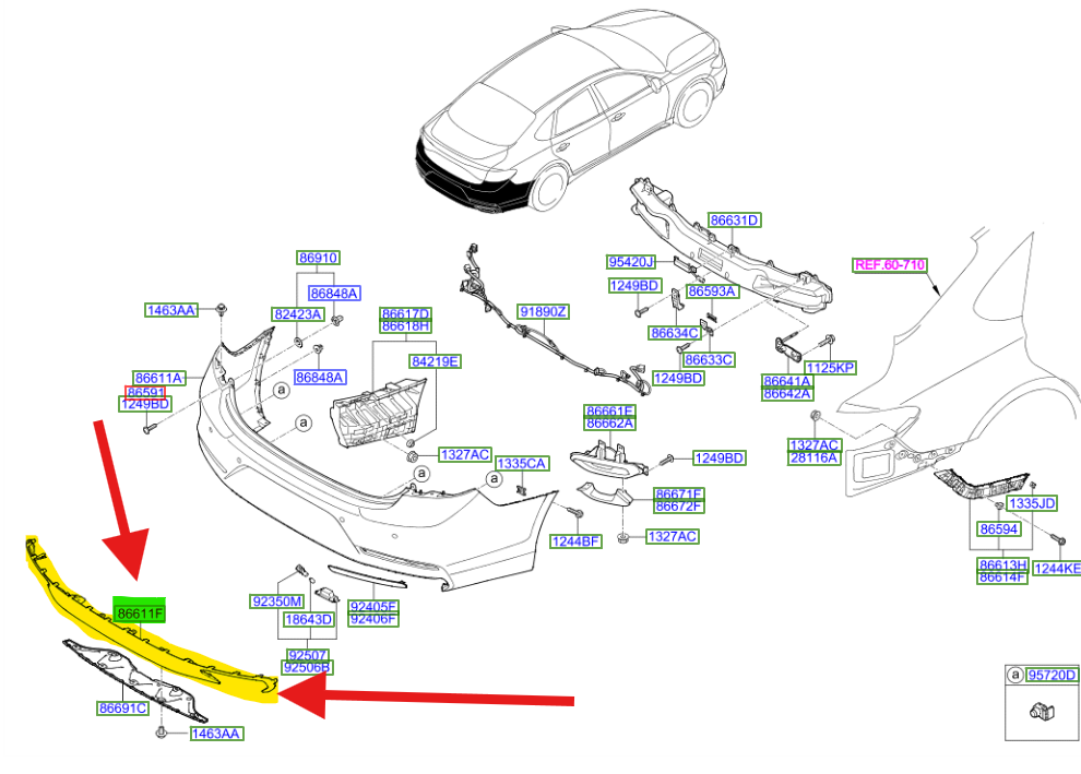 Cover-Rr Bumper Lwr Hyundai Azera 2018 - 2020 86612G8000