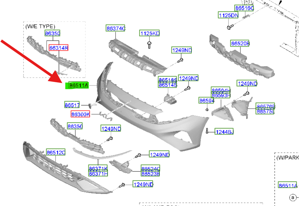 Cover - Front Bumper Kia Cerato 2022 - 2024 86511M6600