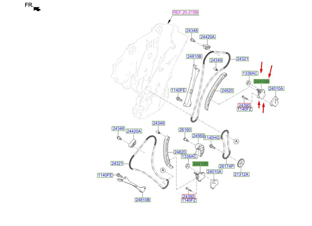 TENSIONER ASSY - TIMING CHAIN Hyundai Palisade 2019 - 2022 244103CGA3