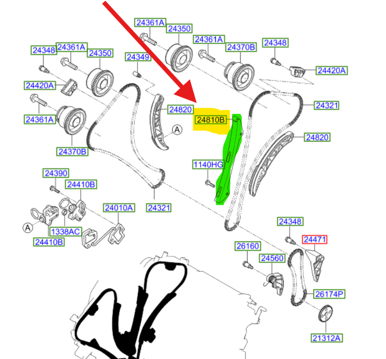 Guide Assy-Timing Chain Hyundai Azera 2015 - 2017 248103CGA2