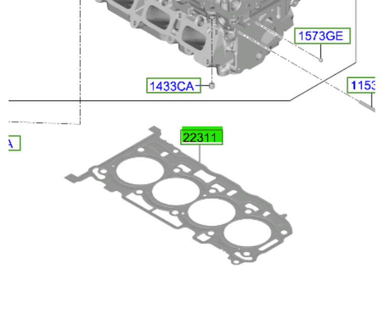 GASKET - CYLINDER HEAD Kia K5 2021 - 2023 223112S000