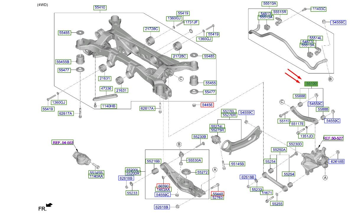 ARM & BUSH ASSY - SUSPENSION UPPER Hyundai Palisade 2019 - 2022 55120S8000